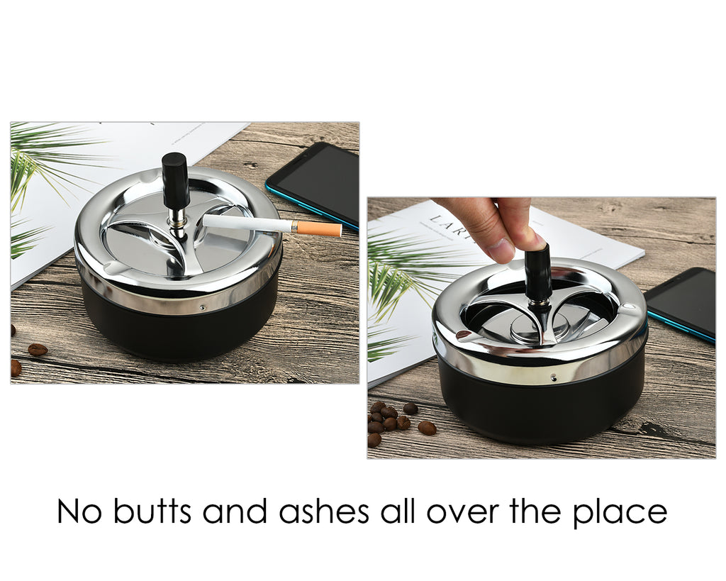 Round Push Down Spinning Metal Ashtray - Black – DS. DISTINCTIVE STYLE ...